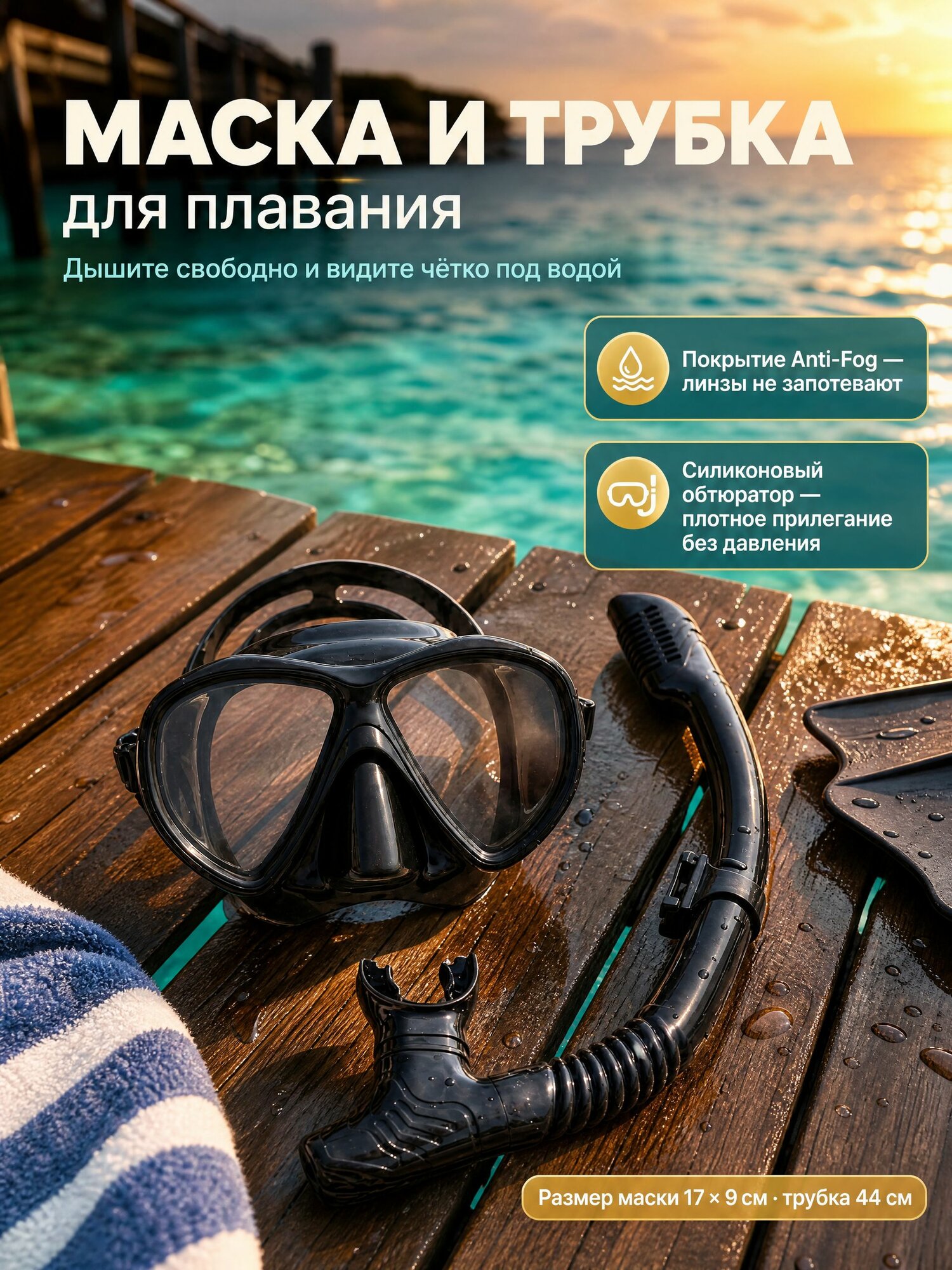 Маска для плавания с трубкой