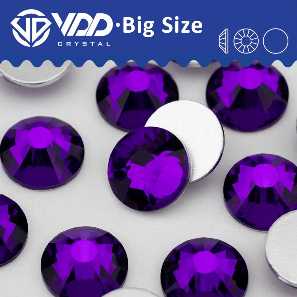 Стразы VDD SS34-SS50 стеклянные Фиолетовый, SS40 - 144Pcs, 129 Blueberry