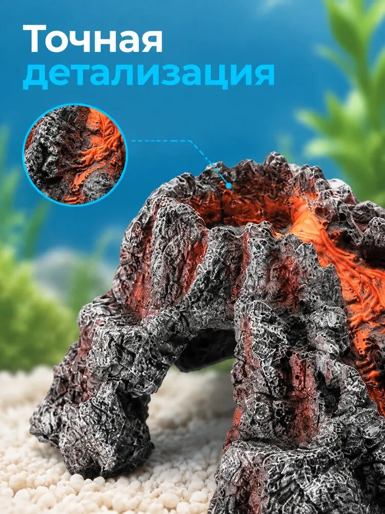 Декорация для аквариума из смолы, искусственная скала, разноцветный, 20x21x12 см