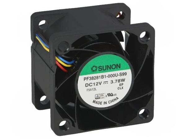 SUNON PF38281B1-000U-S99 Вентилятор осевой, 12В DC, 38x38x28мм, подшипник качения, 30,75куб. м/ч, 51,8дБА, 1шт