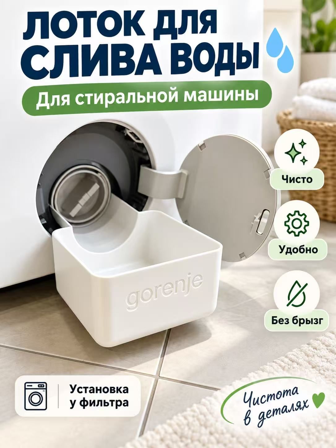 Лоток для слива воды стиральной машины, поддон для обслуживания сливного фильтра