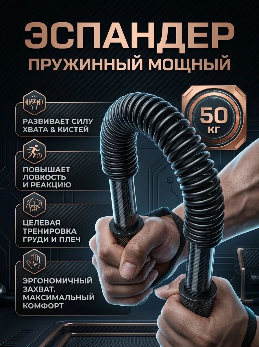 Эспандер твистер для фитнеса 50 кг Power Twister пружинный грудной плечевой для тренировок