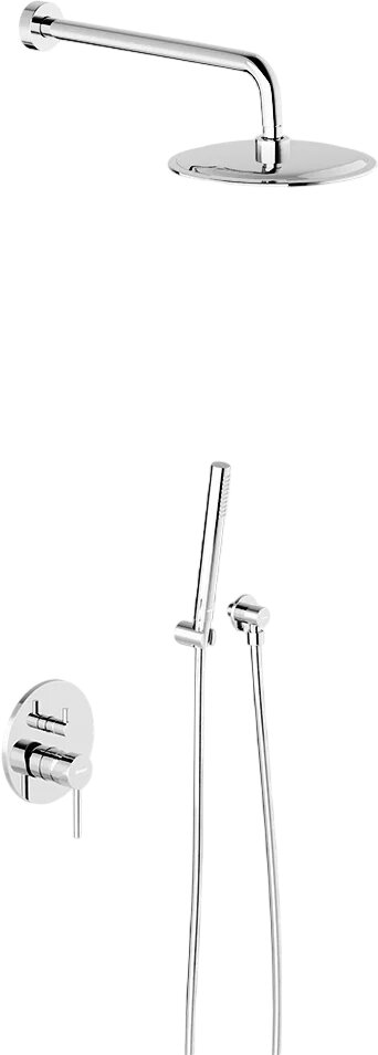 Душевой комплект Damixa Scandinavian Pure 936520000 5 в 1, встраиваемый, с внутренней частью в комплекте, со смесителем, с тропическим душем, латунный, хром, глянцевый, душевая система
