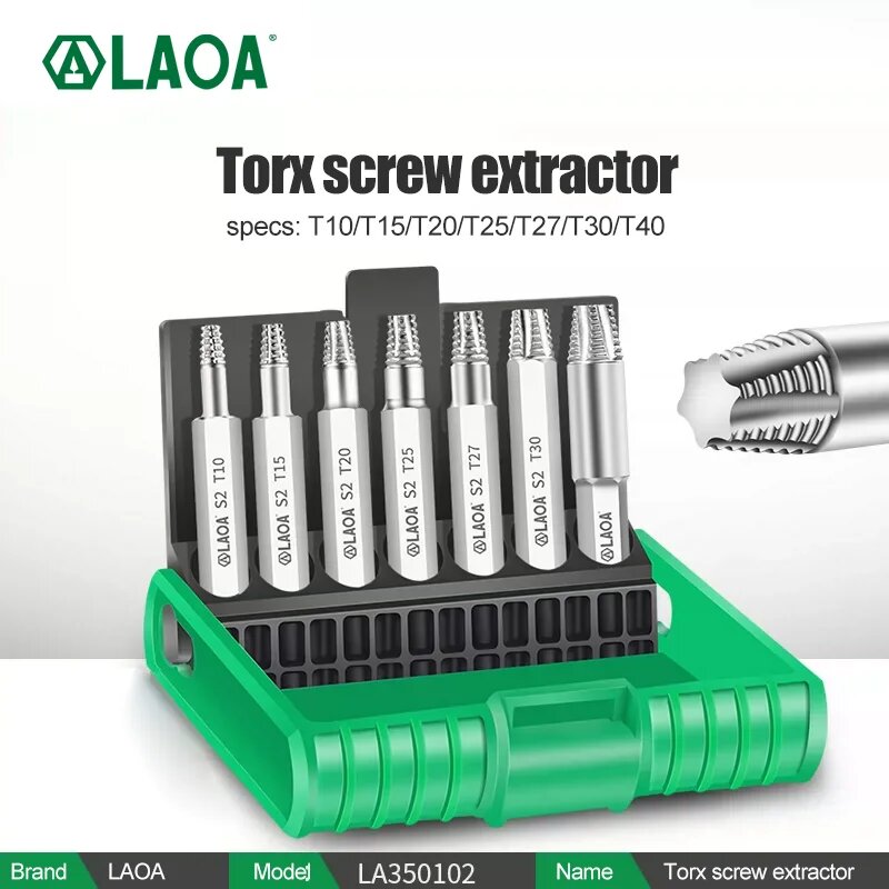 Набор экстракторов LAOA для поврежденных винтов Torx T10-T40, Hex H1.5-H6.0 LA350102