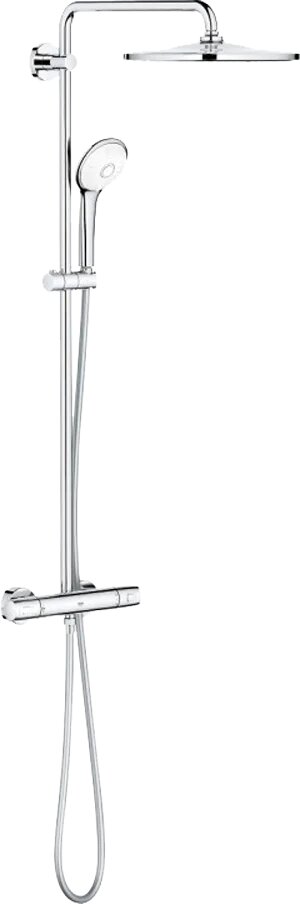 Душевая стойка Grohe Euphoria System 310 26075001 со смесителем, термостатическим, хром, глянцевая, душевая система с тропическим душем, с лейкой, латунная
