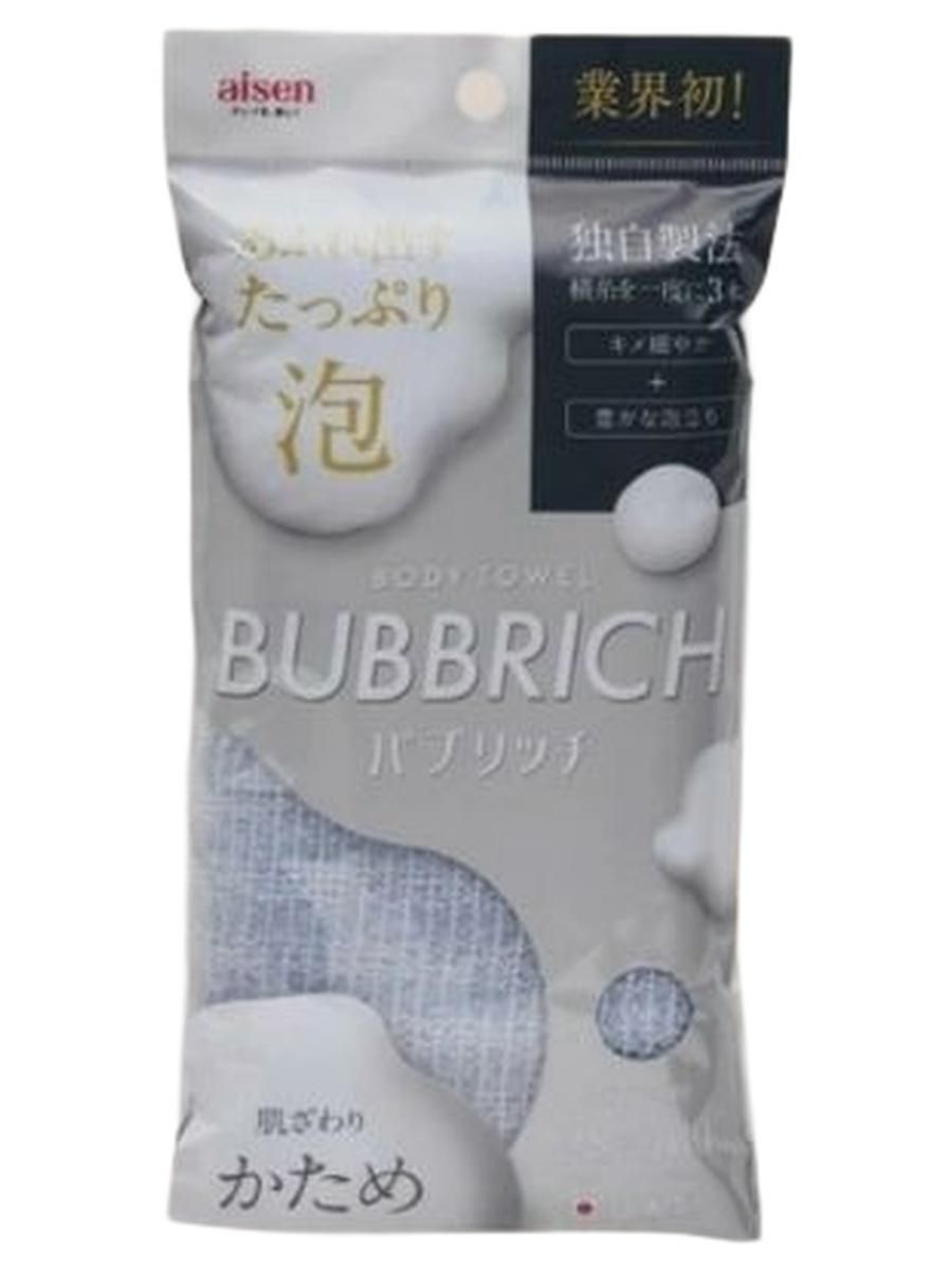 AISEN BUBBRICH Массажная мочалка с высоким пенообразованием жесткая, белая, 28x120 см
