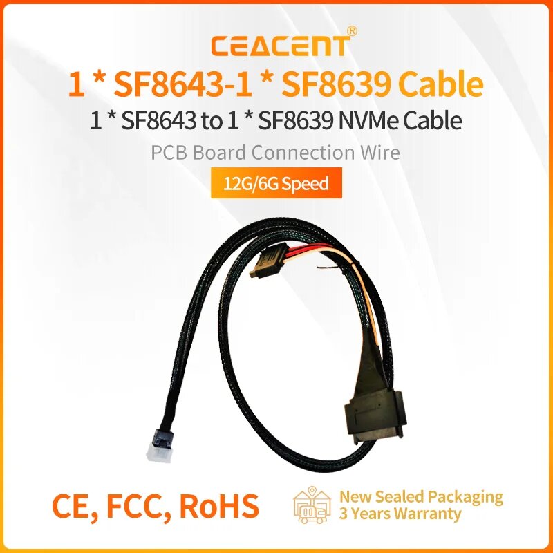 Кабель CEACENT Mini SAS HD SFF-8643 To U.2 SFF-8639 80 см