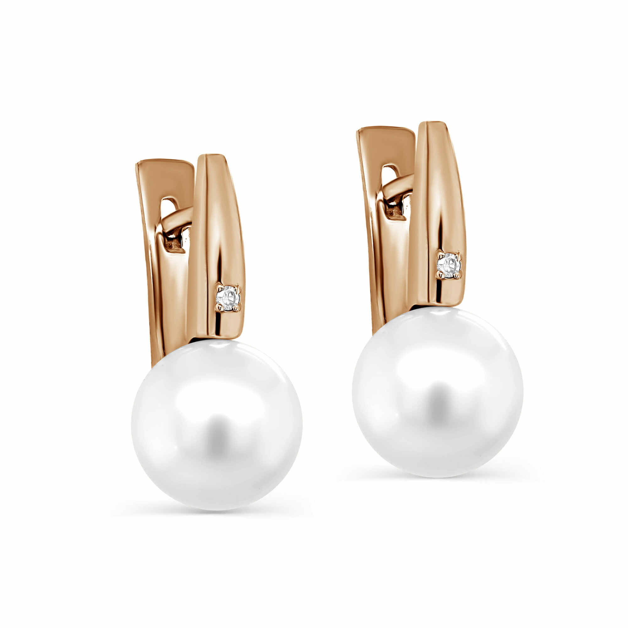 Серьги JEWELIN, красное золото, 585 проба, жемчуг, бриллиант