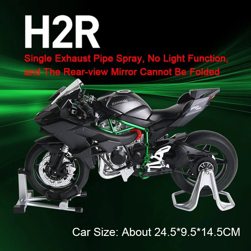 Модель мотоцикла Makeda H2R 1:9 черного цвета