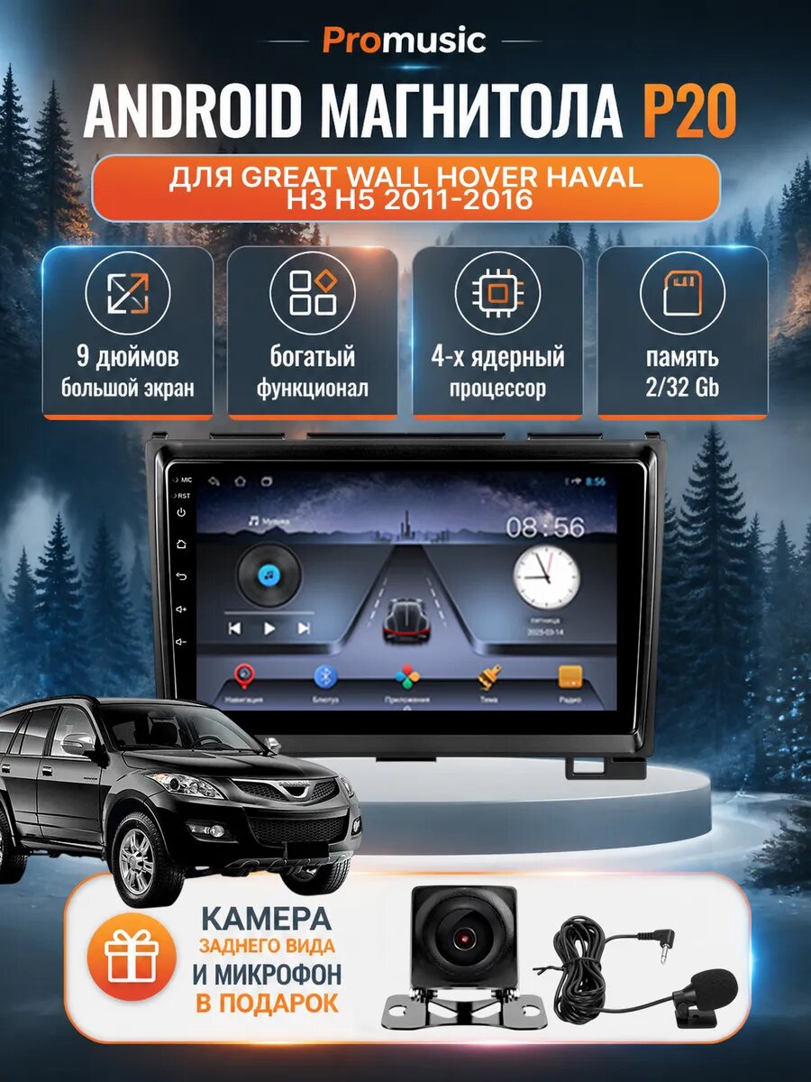 Магнитола P20 для GREAT WALL Hover Haval H3 H5 2/32GB