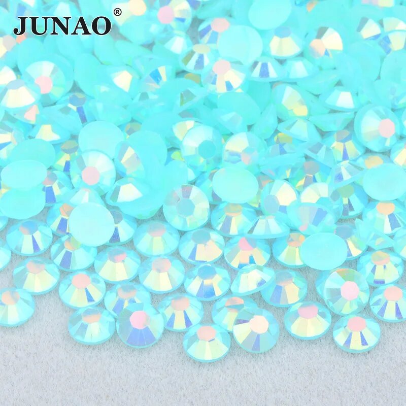 JUNAO Желейные стразы аквамарин AB 4 5 6 мм 6mm 200pcs, A66 Jelly Aqua AB