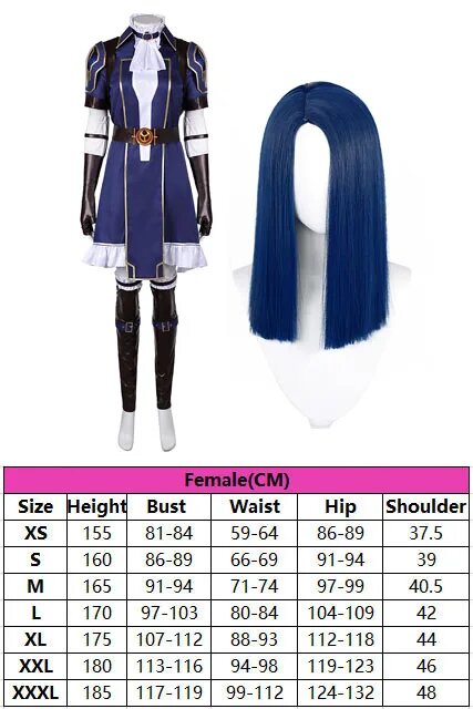 Arcane LoL Кейтлин термостойкий парик Синий, XXL, Wig Clothes A