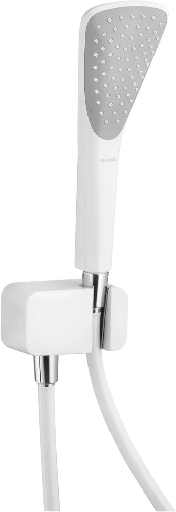 Душевой гарнитур Kludi Fizz 6767091-00 встраиваемый, белый, глянцевый, латунный, лейка для душа со шлангом и держателем