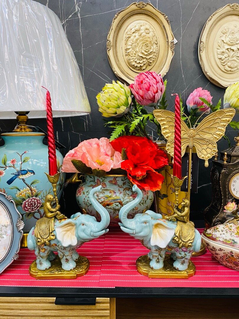 Подсвечник Слон фарфор голубой Casaentera 22х9х23 см CE04-31G2528/F792AC/HLG2037