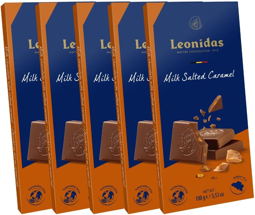 Leonidas Набор бельгийского шоколада Fresh Belgian Chocolate Bars Milk Salted Caramel, 6x100г