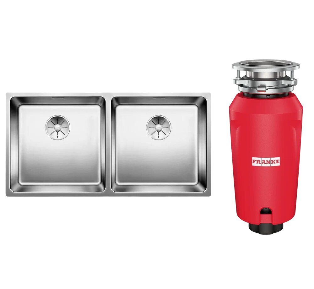 Комплект Мойка Blanco Andano 400/400-U 86x44, сталь, нержавеющая сталь / Измельчитель Franke 134.0715.096 механический