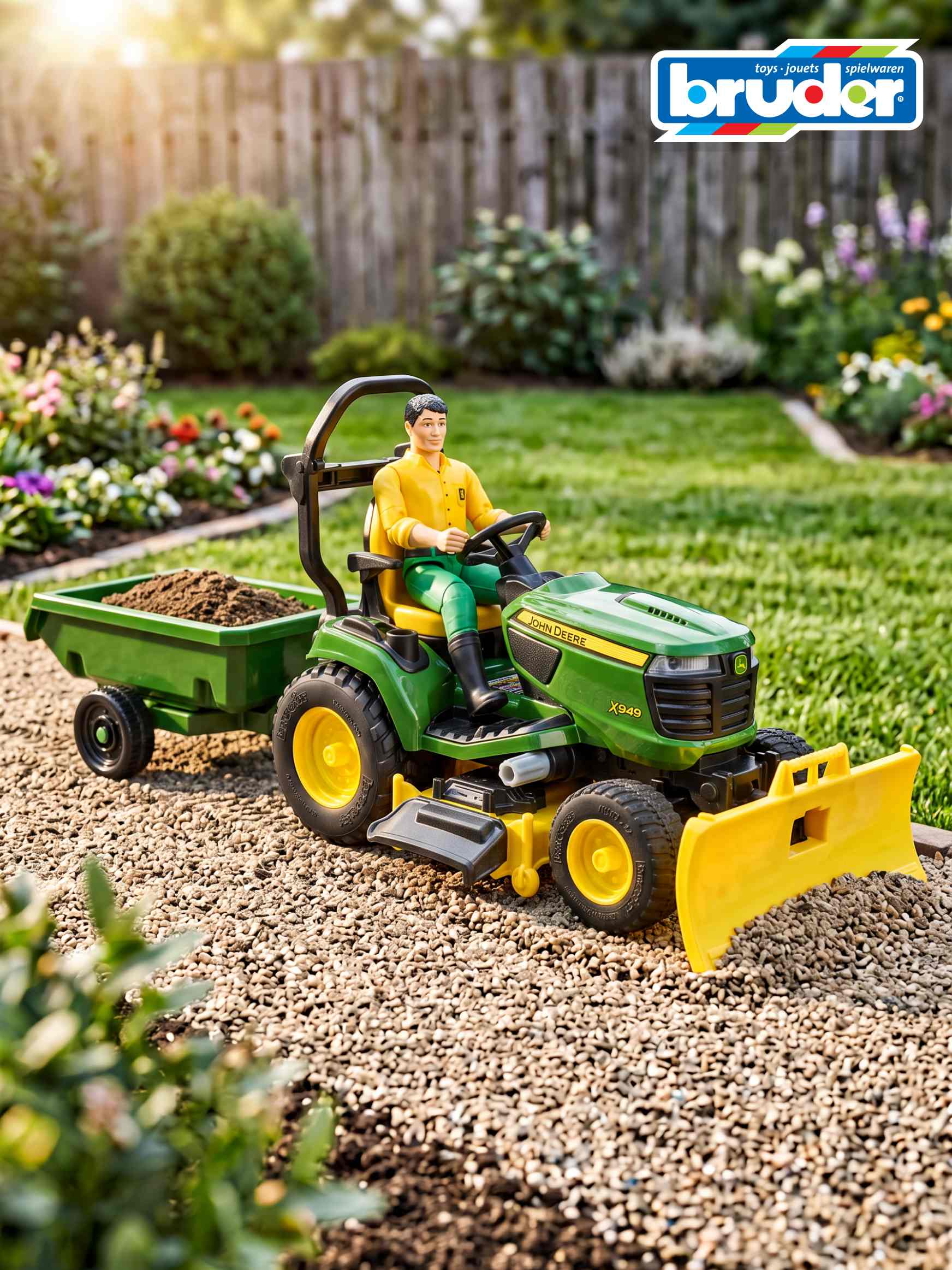 Брудер, Трактор John Deere с прицепом и фигуркой, Bruder