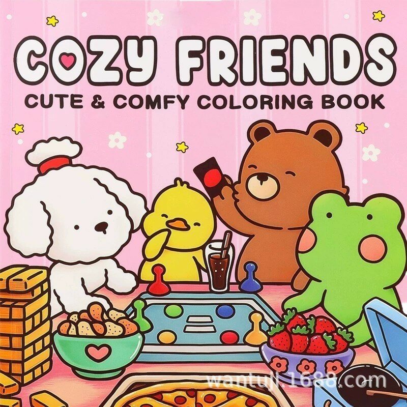 Книга-раскраска для взрослых и подростков Cozy Friends, Милые животные, Легко рисовать, Рисование и рисование,