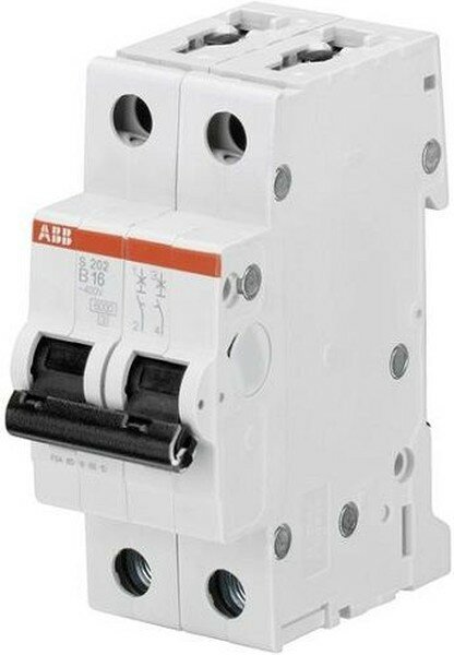 Выключатель автоматический модульный ABB S202 2P 16А (С) 6kA (2CDS252001R0164)
