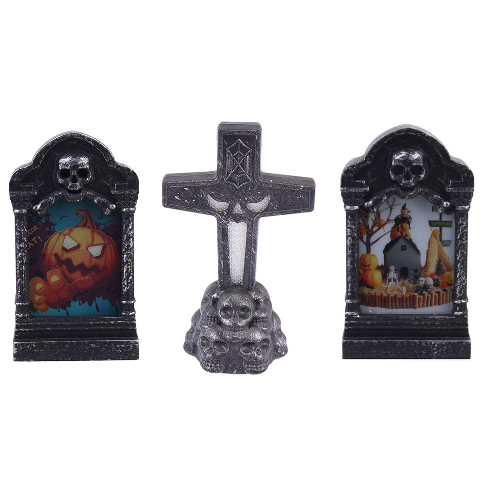2 Штуки Halloween Ночник В Forme Надгробия С Подсветкой Имитация Для Украшения 12 5x7x3 См Черный