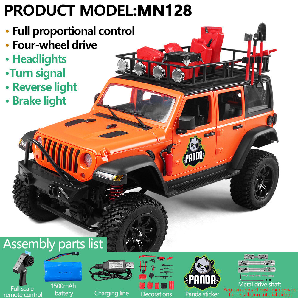 Модель внедорожника Jeep Wrangler MN128 в масштабе 1:12, версия Panda Edition, радиоуправляемая, полноразмерный 4WD