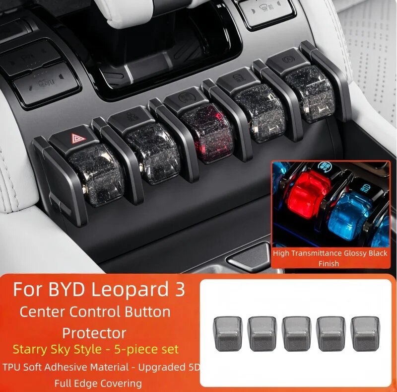 Защита кнопок центрального управления для BYD Leopard 3, Starry Sky, 5 шт