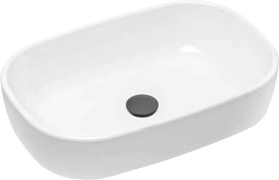 Накладная раковина Lavinia Boho Bathroom Sink Slim 21520801 без отверстия под смеситель, фарфоровая, прямоугольная, раковина для ванной, белая, глянцевая, с донным клапаном