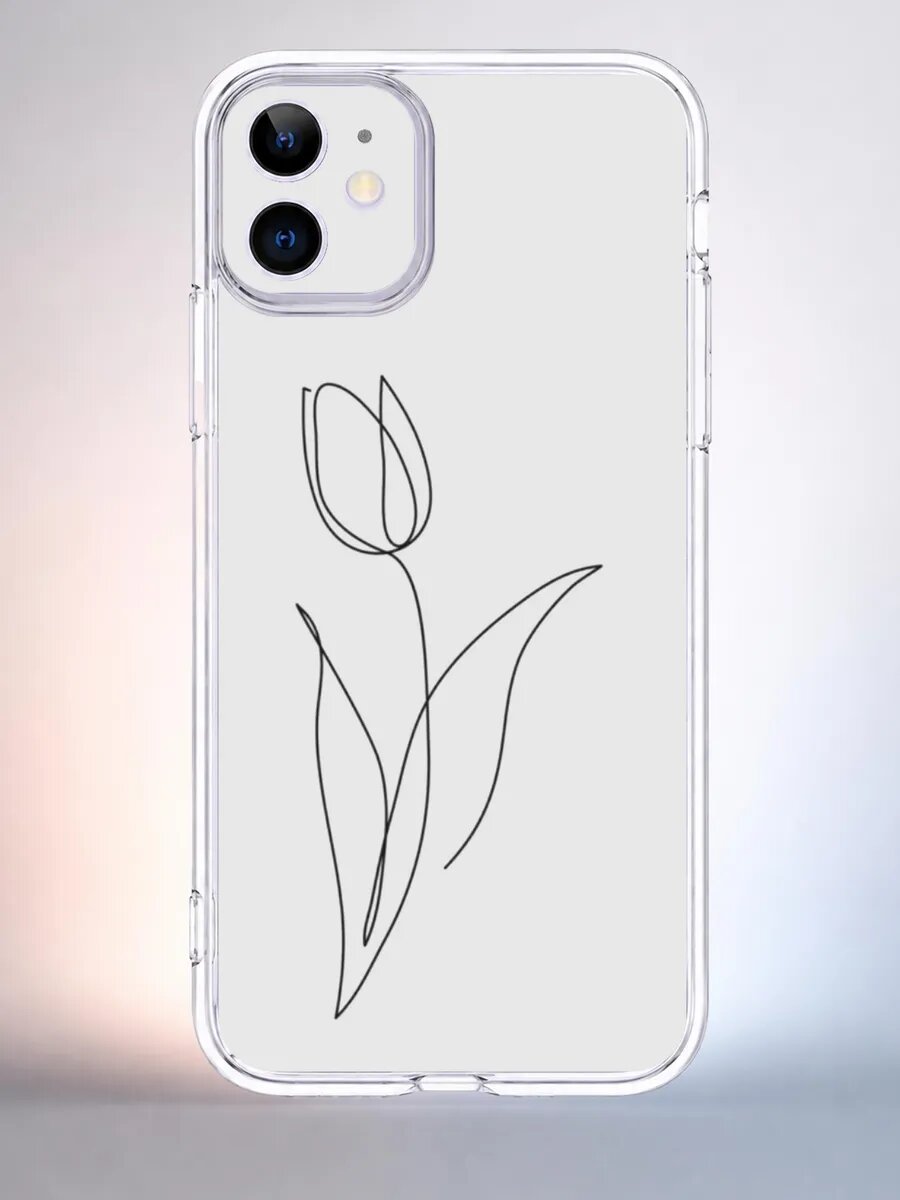 Чехол iPhone 11 тюльпан абстракт силиконовый