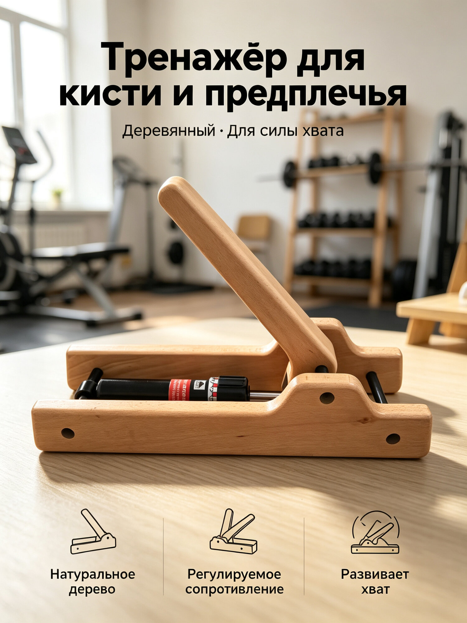 Тренажёр для кисти и предплечья, деревянный, для силы хвата и бицепса, для дома и спортзала