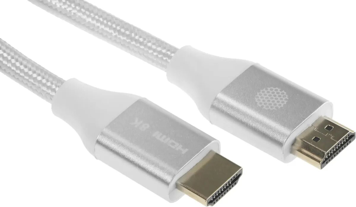 Кабель аудио-видео Cactus CS-HDMI.2.1-3, HDMI (m) - HDMI (m), ver 2.1, 3м, GOLD, серебристый