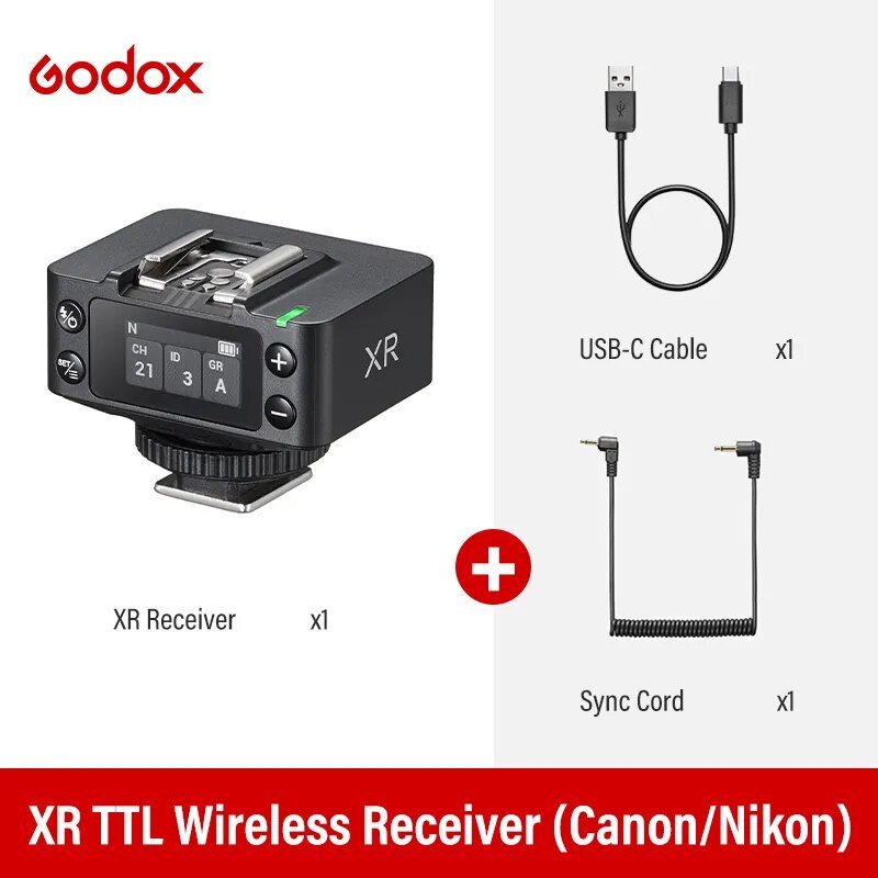Godox XR XR-S Беспроводной приемник 2.4G 100m TTL, беспроводной триггер вспышки, Sony Nikon Canon