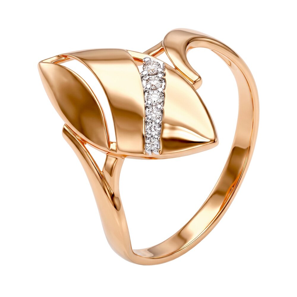 Кольцо 585GOLD, красное золото, 375 проба, золочение, фианит