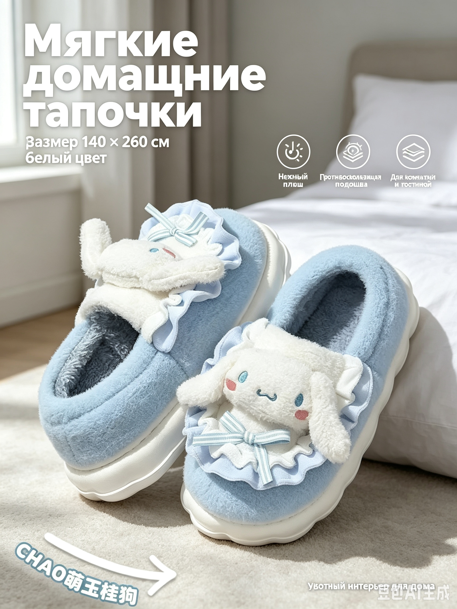 Тапочки Домашние плюшевые тапочки