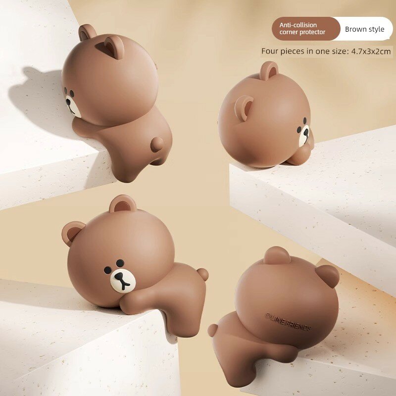 Угловые защитные накладки LINE FRIENDS, детские мягкие уголки для защиты стен и мебели, персонаж Браун, 4 шт.