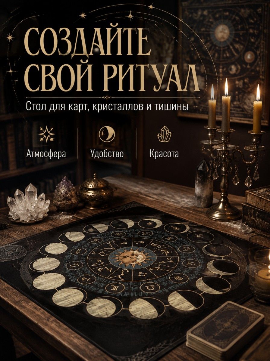 Скатерть для таро 50x50 см, флисовая, для мистических ритуалов и гаданий