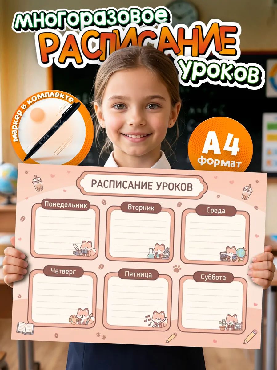 Многоразовое расписание уроков Лисички