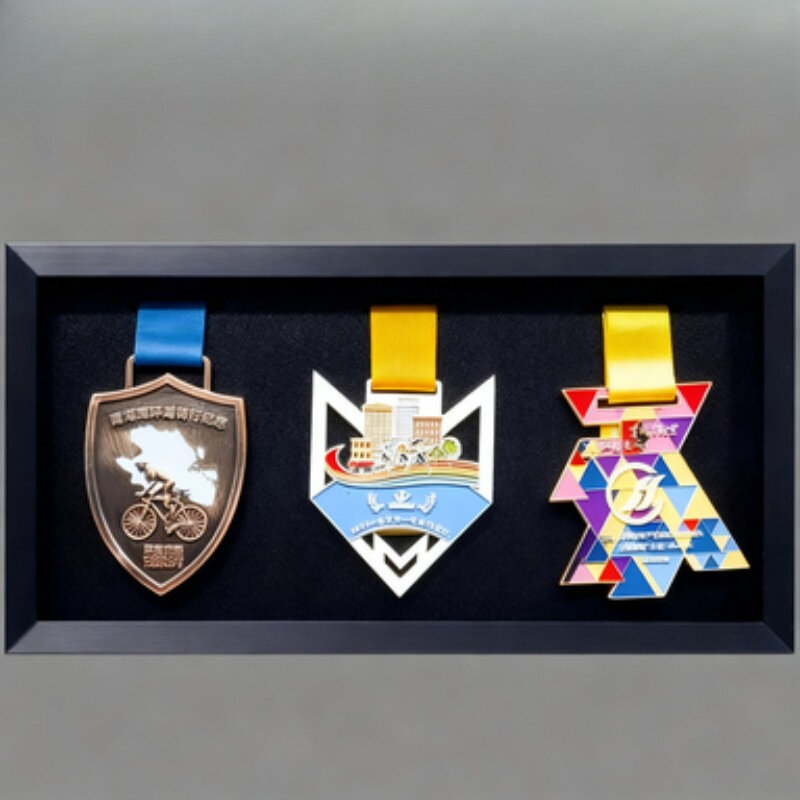 Настенная рамка для медалей из алюминиевого сплава, 1x3 ячейки, черная, компактный органайзер для спортивных наград без медалей