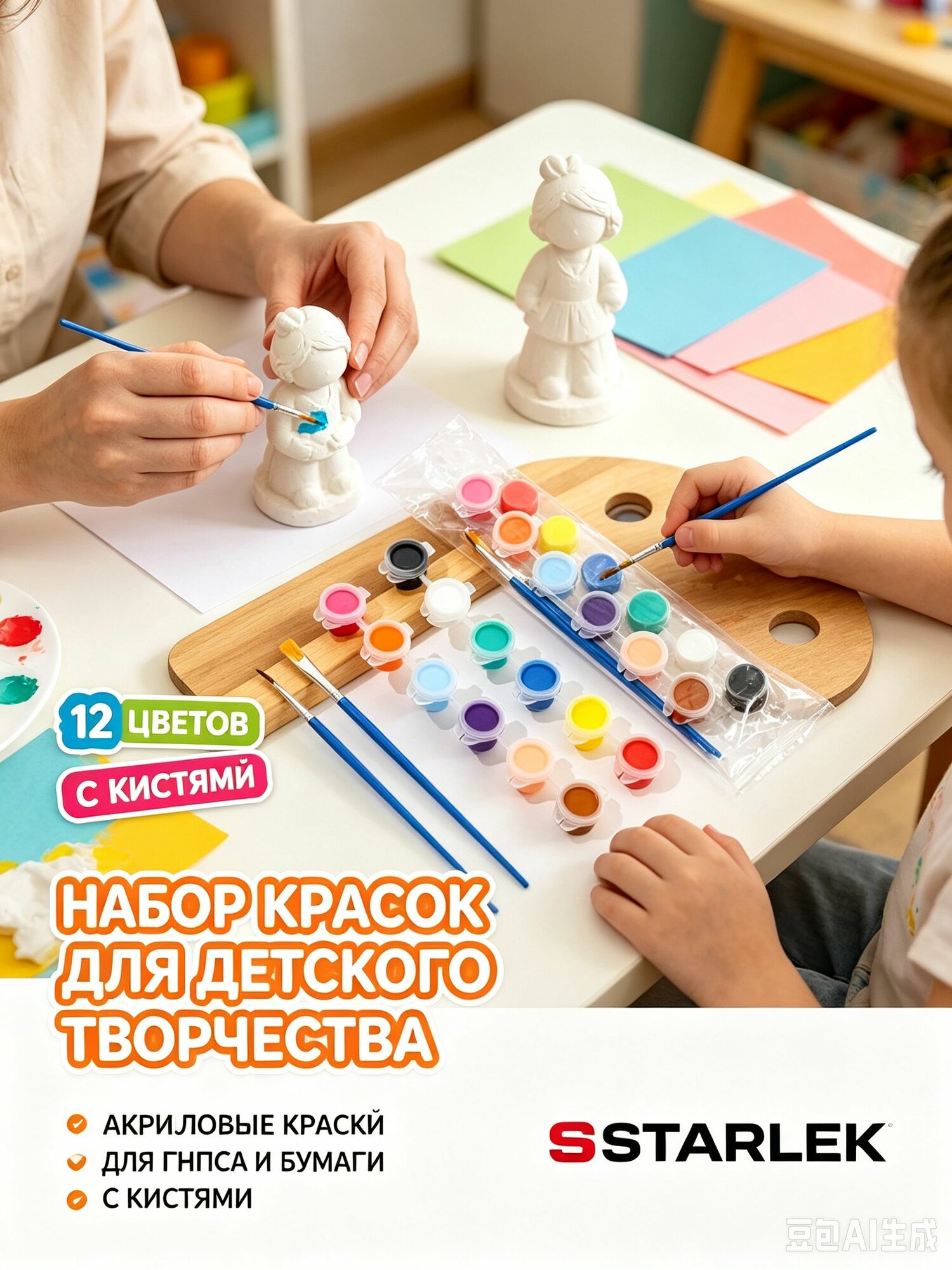 Гуашь 12 шт, 2 мл./ 80 г.
