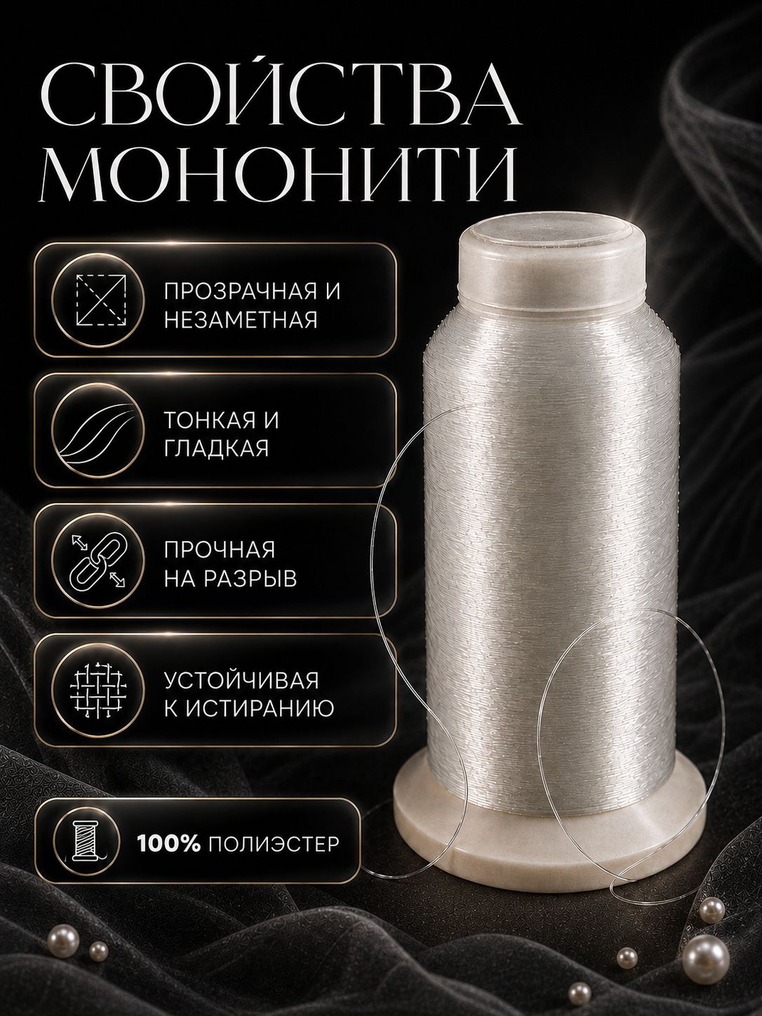 Мононить 0,12 мм. Нить невидимка.