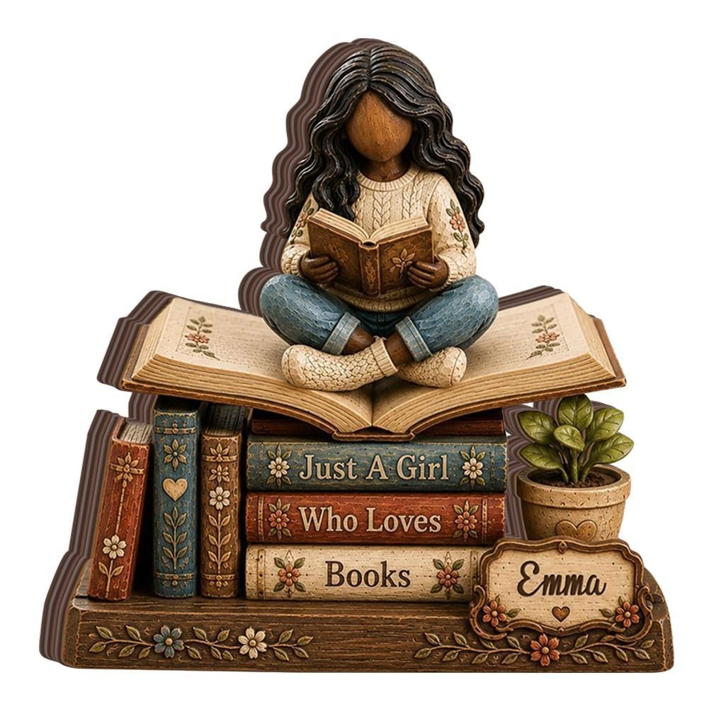 Фигурка декоративная "Девочка, читающая книгу", из дерева, 20 см
