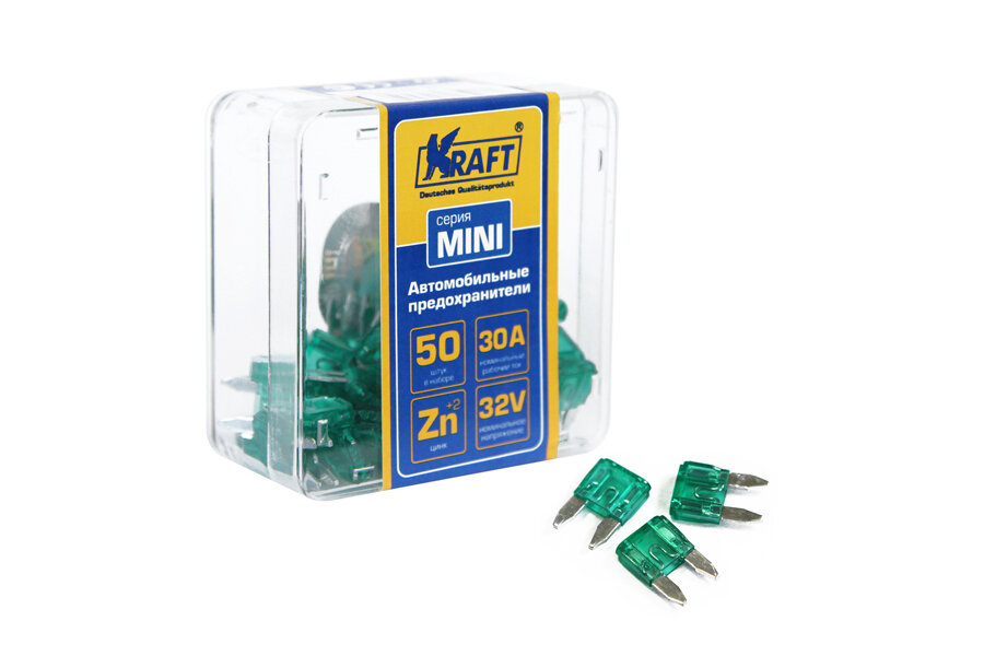 Набор предохранителей 30А MINI 50шт пласт. кор. KRAFT KT870015