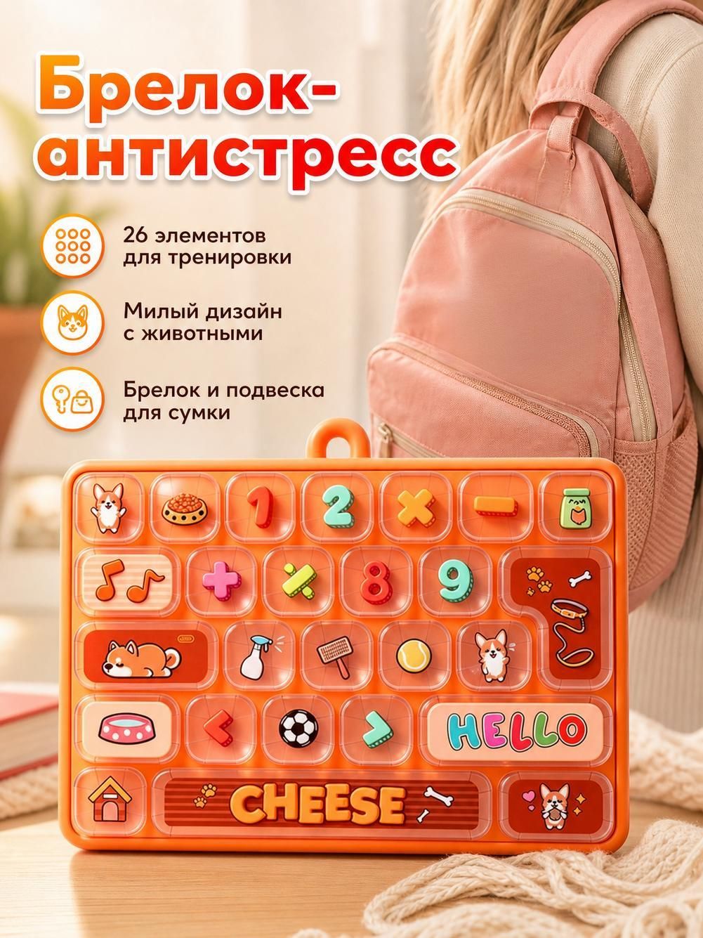 Брелок-клавиатура с 26 ячейками игрушка для снятия стресса.