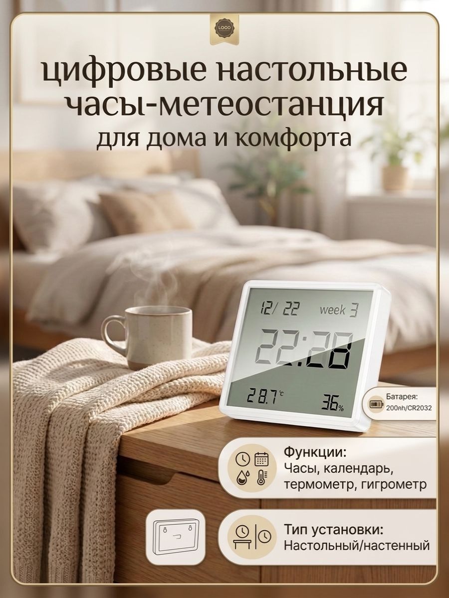 Часы, комнатный термометр и гигрометр