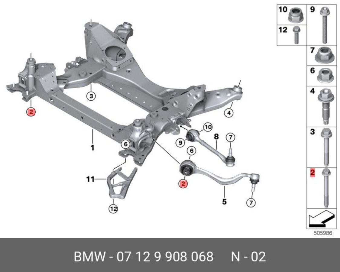 Болт с шестигранной головкой с фланцем org (BMW 07129908068)
