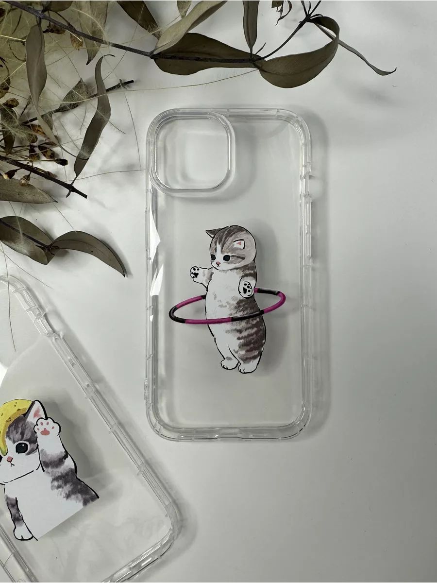 Чехол-Накладка с Милым Котиком для смартфона Apple iPhone 14, материал силикон, защита камеры