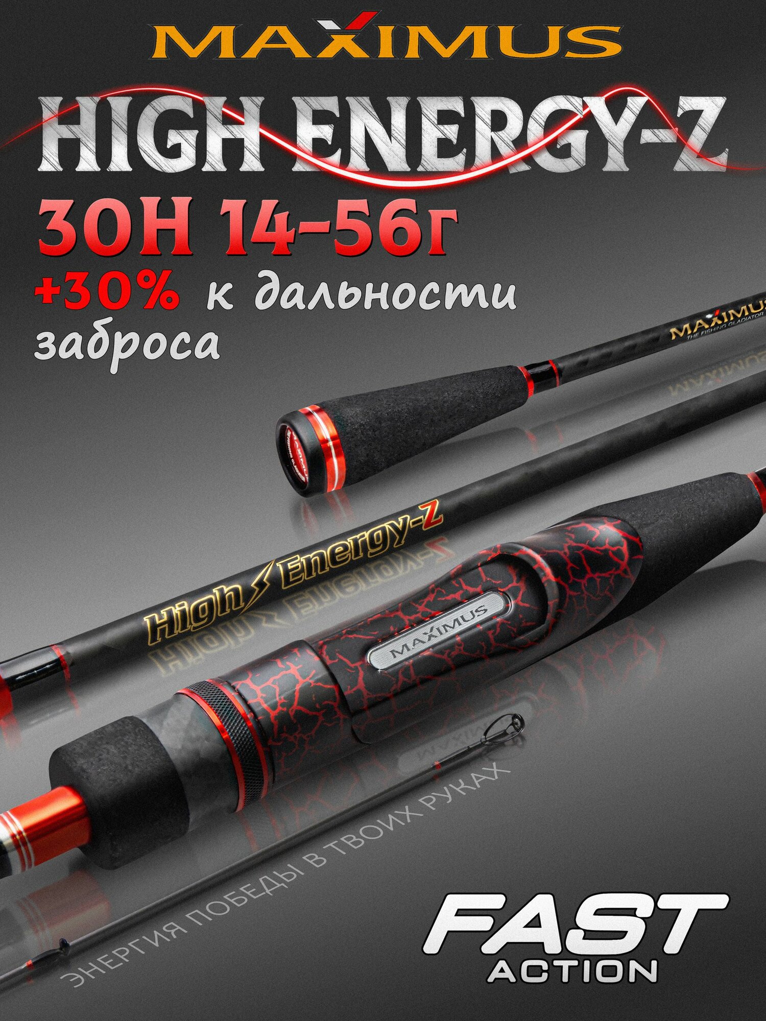 Спиннинг Maximus HIGH ENERGY-Z 30H 300 см 14-56 грамм, спиннинг для рыбалки, на щуку, штекерный, для твичинга, для джига