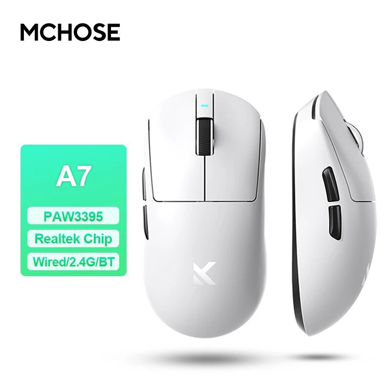 MCHOSE A7 Беспроводная Игровая Мышь 2.4ГГц A7-White