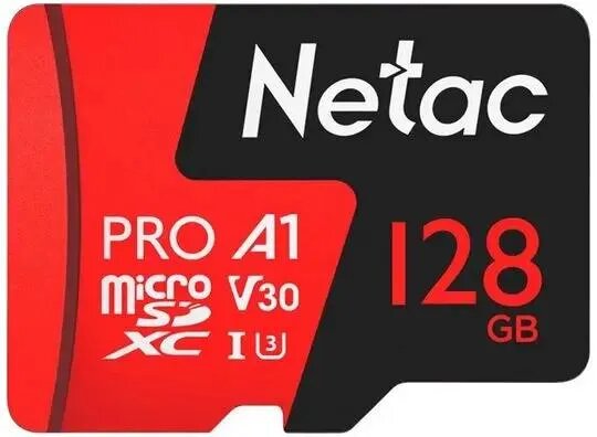 Карта памяти microSDXC UHS-I U3 NETAC P500 Extreme Pro 128 ГБ, 100 МБ/с, Class 10, NT02P500PRO-128G-S, 1 шт, без адаптера