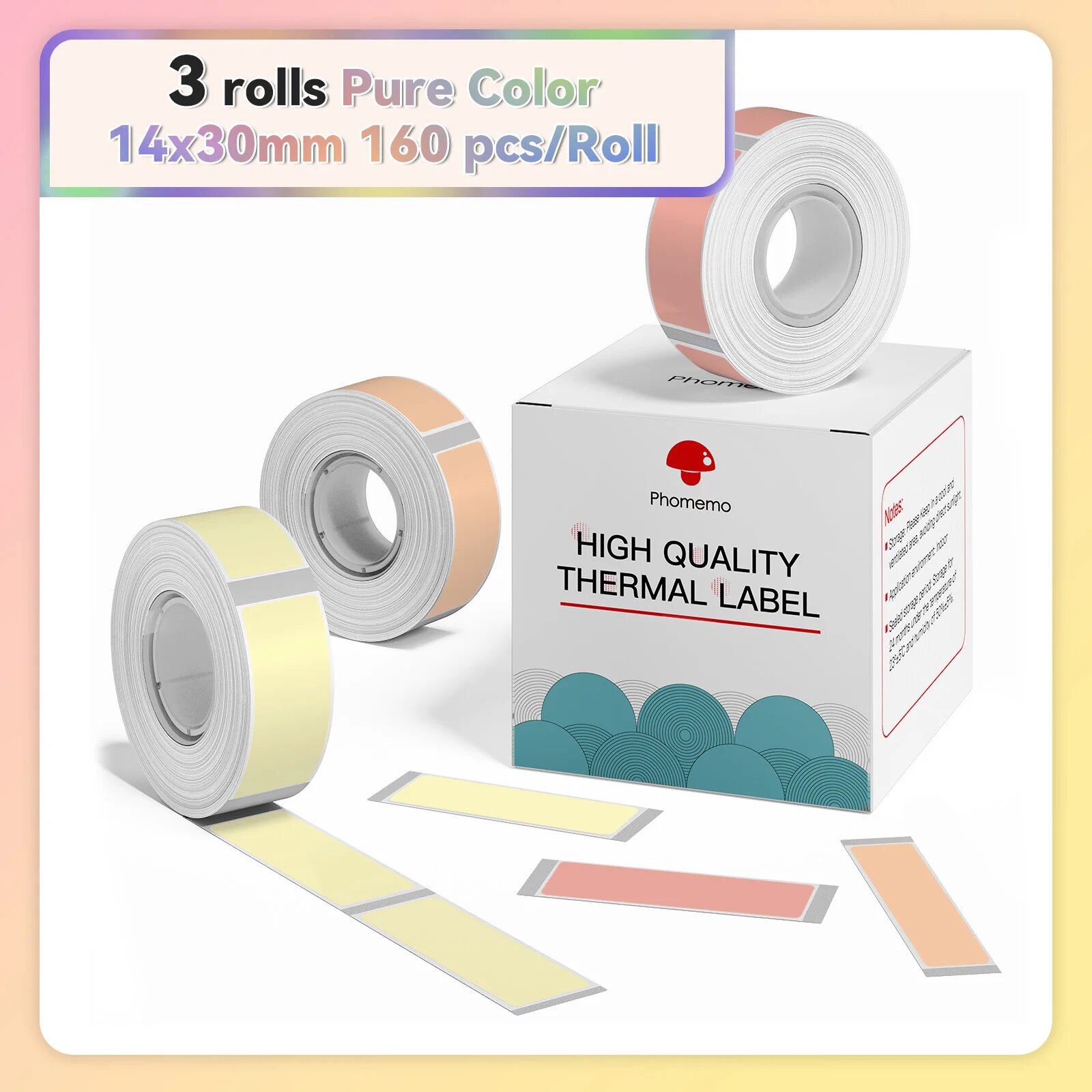 Phomemo наклейки белые 14x30mm, 3 рулона