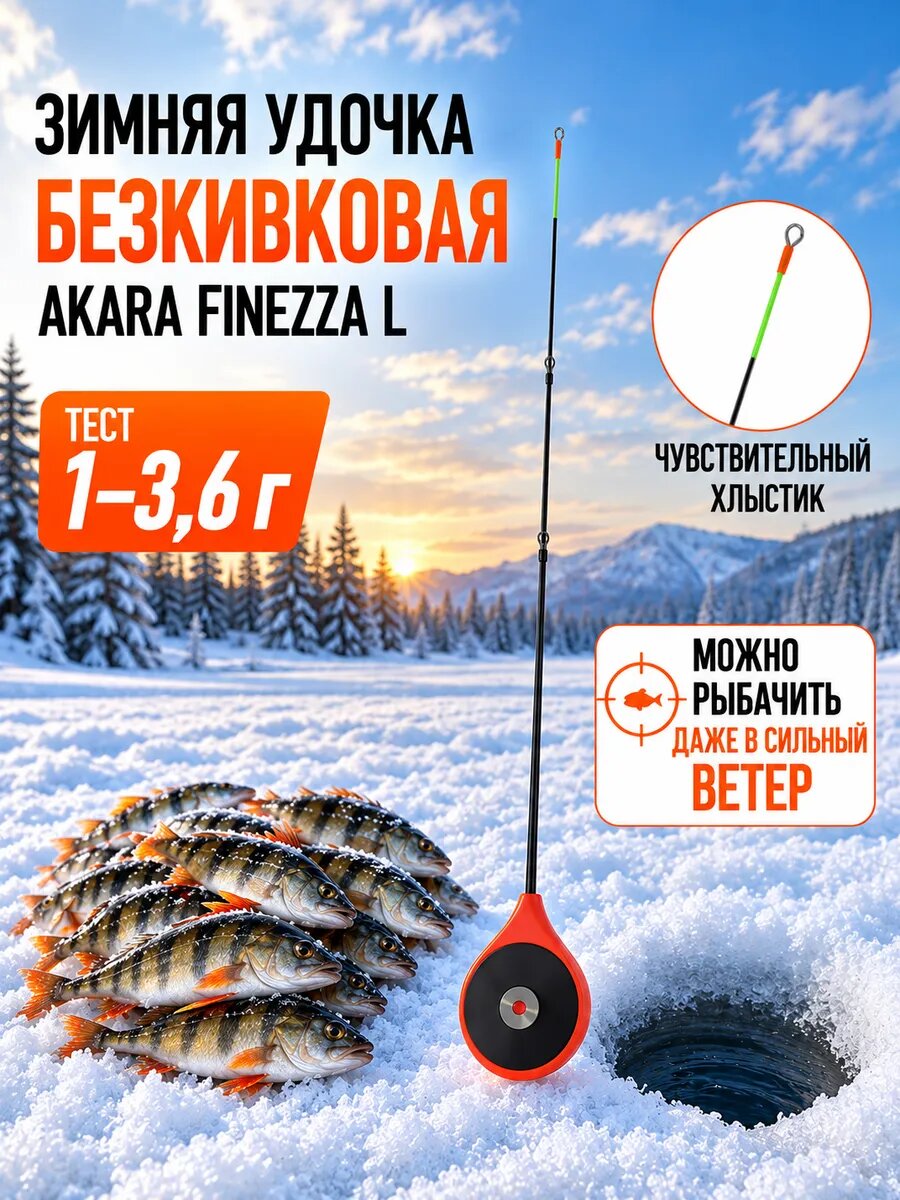 Зимняя удочка безкивковая с катушкой для рыбалки на мормышку 1-3,6 г